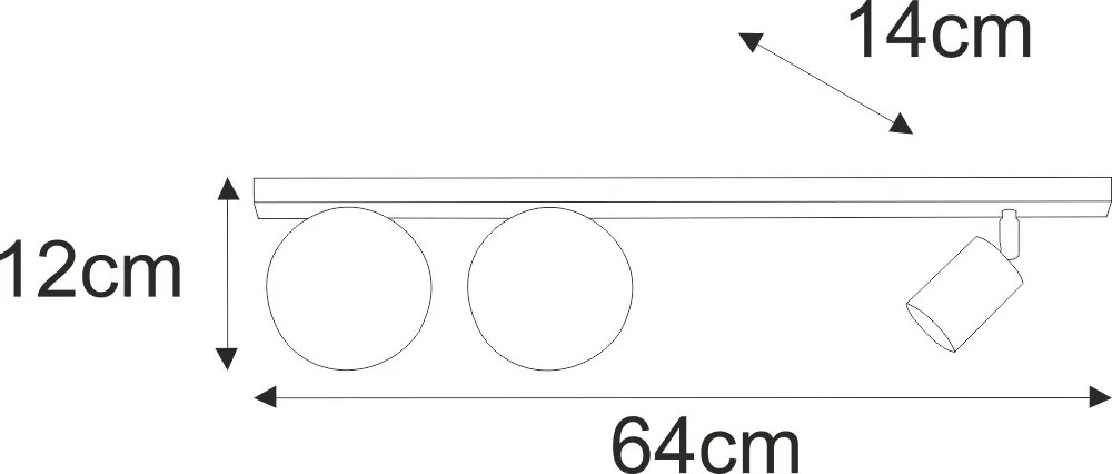 Černé stropní svítidlo Kaja SWING K-5490 1×GU10/2×G9/63 cm
