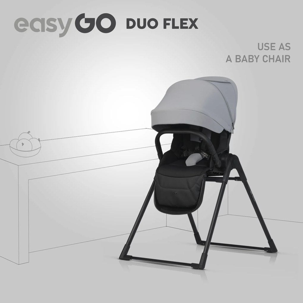 Sourozenecký kočárek EasyGo Duoflex Cloudy Gray 2 sportovní části