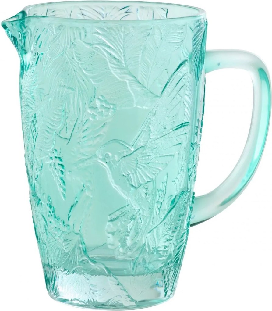 Azurový skleněný džbán kolibřík Hummin Bird - 19*12*19 cm / 1000 ml
