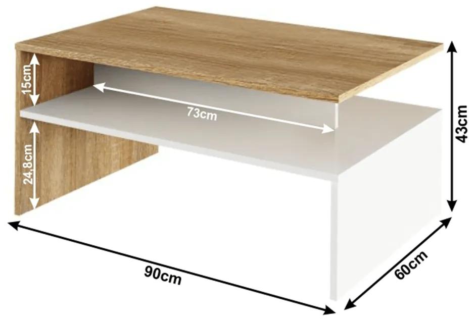 Konferenční stolek, dub sonoma / bílý, DAMOLI