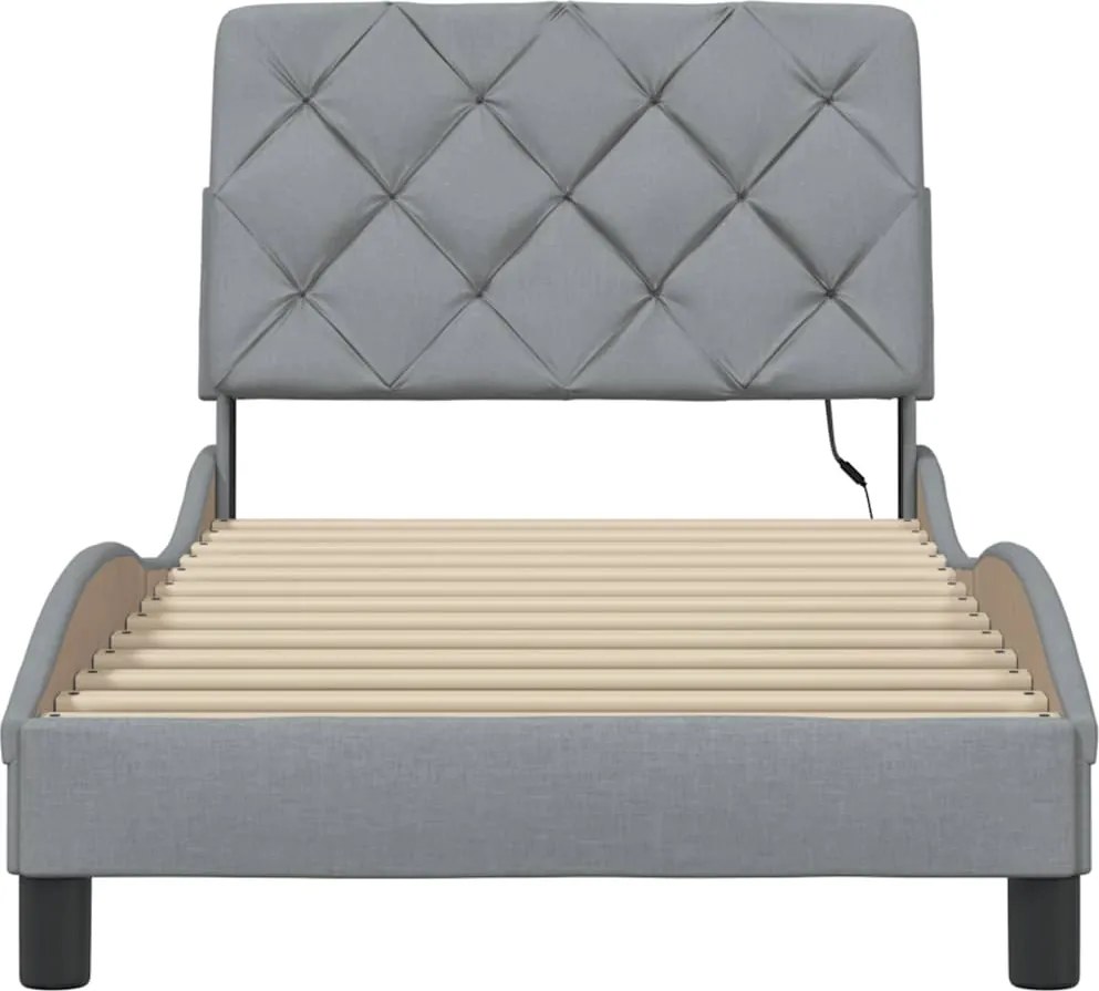 Rám postele s LED bez matrace Světle šedá 90x190 cm Látka 3310636