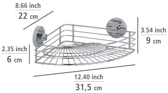 WENKO 20887100-Polička VACUUM-LOC RUND STAH 31x22,5 cm lesk. chrom