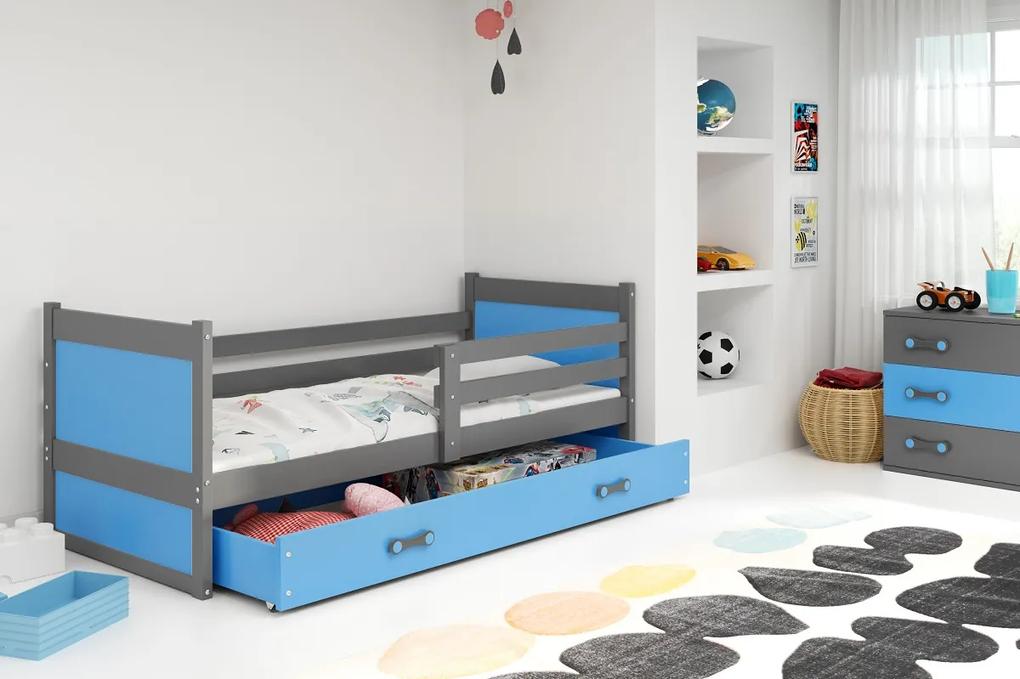 BMS Group Dětská postel s úložným prostorem RICO grafit Velikost postele: 200x90 cm, Barva výplní: Modrá