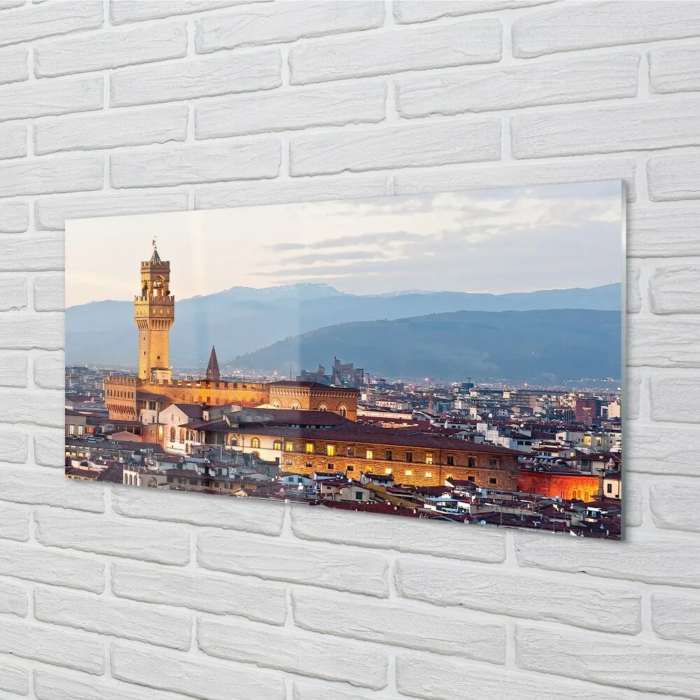 Obraz na skle Italy Castle sunset panorama 125x50 cm