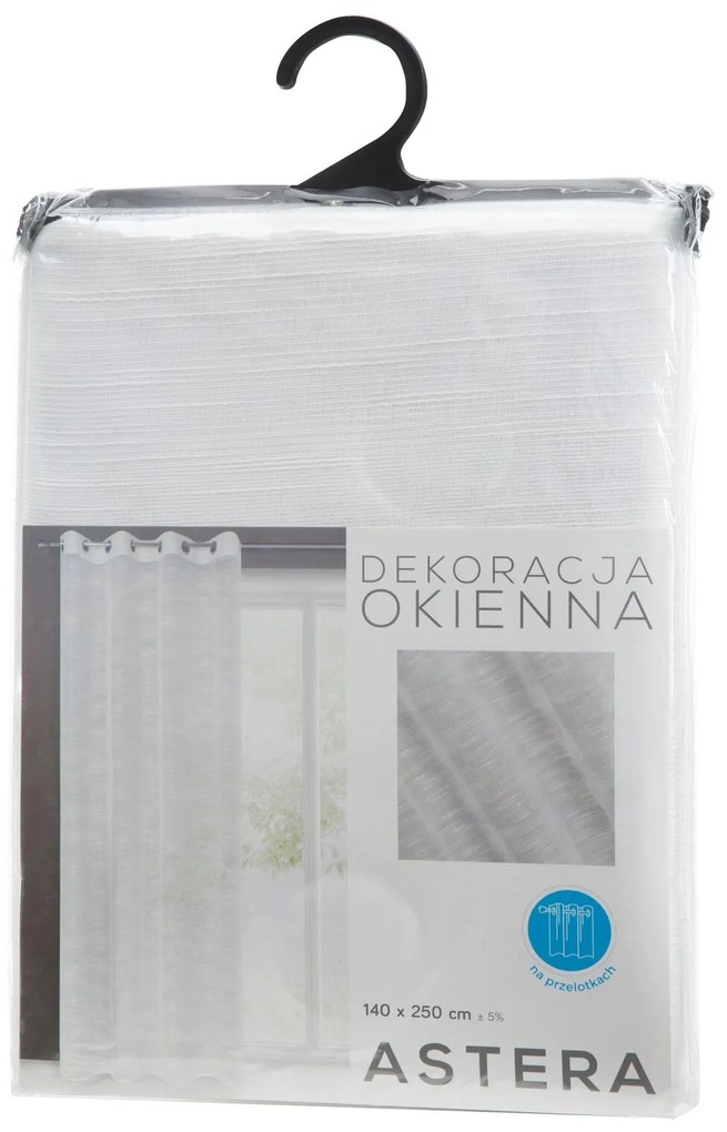 ZÁCLONA NA KROUŽCÍCH ASTERA 140X250 CM BÍLÁ