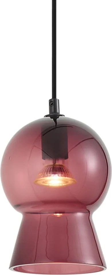 Retro závěsná lampa černá s fialovým sklem pro 1-fázový kolejnicový systém - Iconic Bell