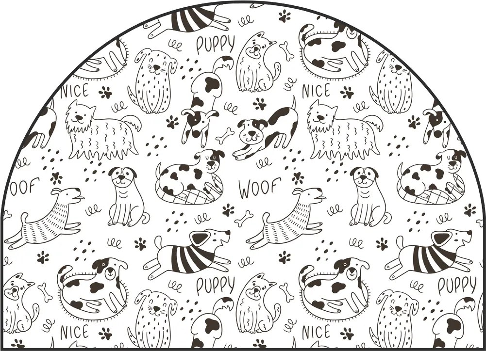 PIPPER. Ochranná textilní nálepka na zeď - Oblouk - Veselí psi Velikost: 83x60cm, Jméno: Bez jména