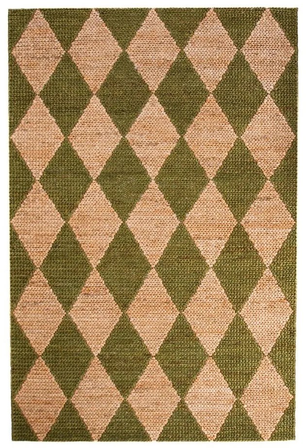 Zelený/v přírodní barvě ručně tkaný koberec s příměsí juty 160x230 cm Effie Diamond – Flair Rugs