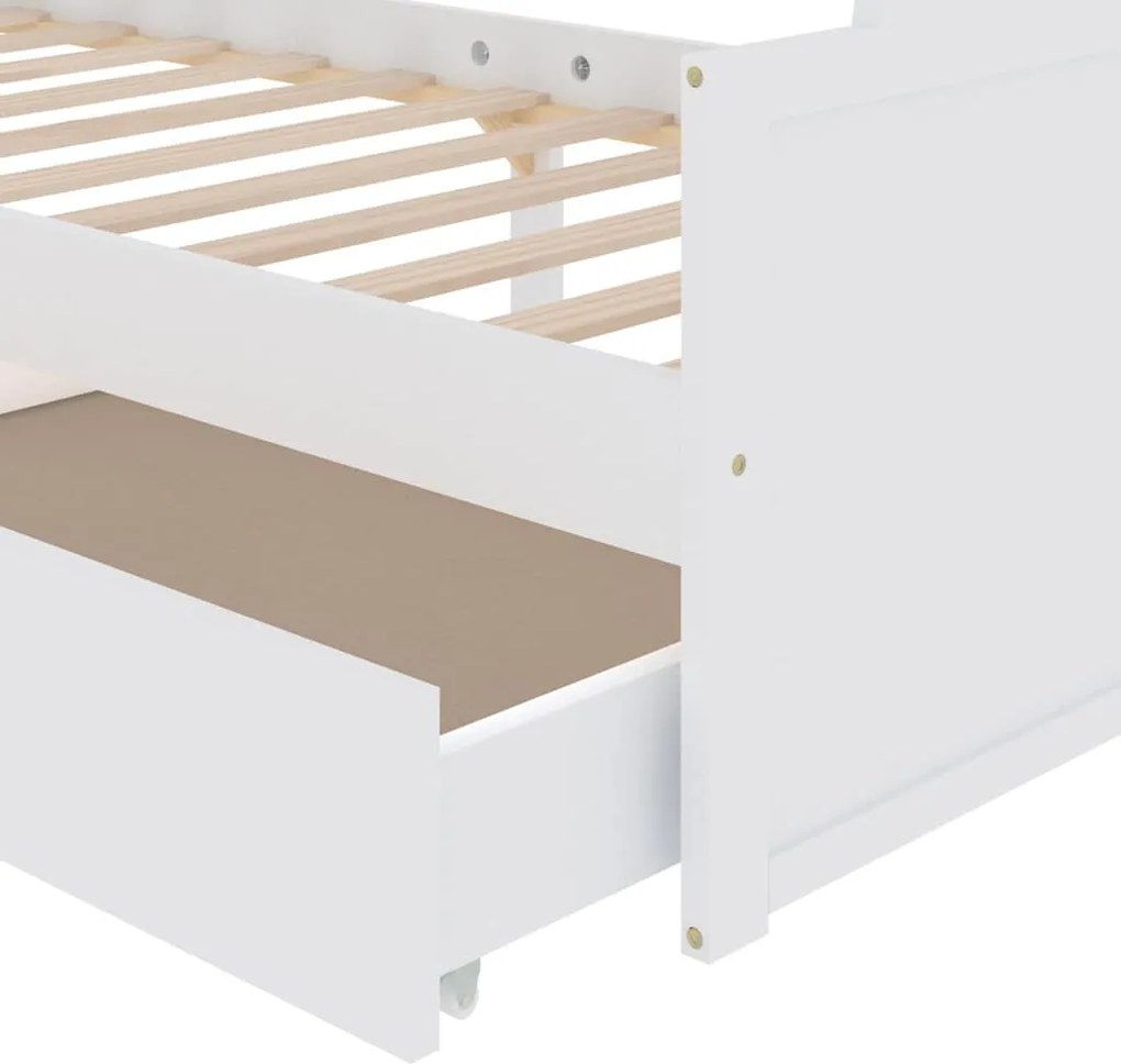 Rám postele se zásuvkami bílý masivní borové dřevo 90 x 200 cm 322160
