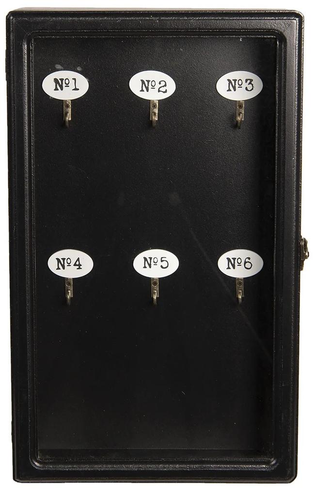 Černá dřevěná skříňka na klíče- 24*7*38 cm