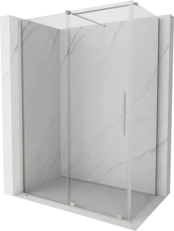Mexen Velar, sprchový kout s posuvnými dveřmi 160 x 80 cm, 8mm čiré sklo, broušená ocel, 871-160-080-01-97