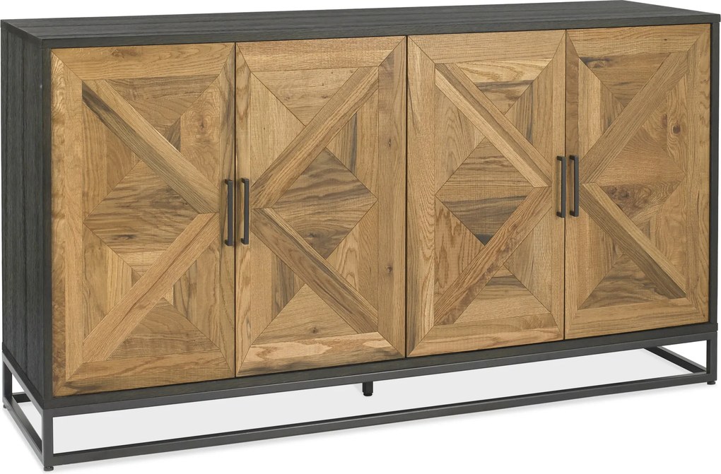Komoda Indus 160 cm z masivu dub přírodní/grafit
