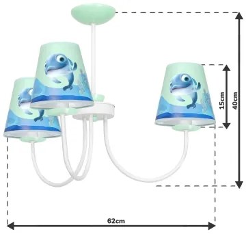 Dětský lustr na tyči DOLPHIN 3xE14/40W/230V
