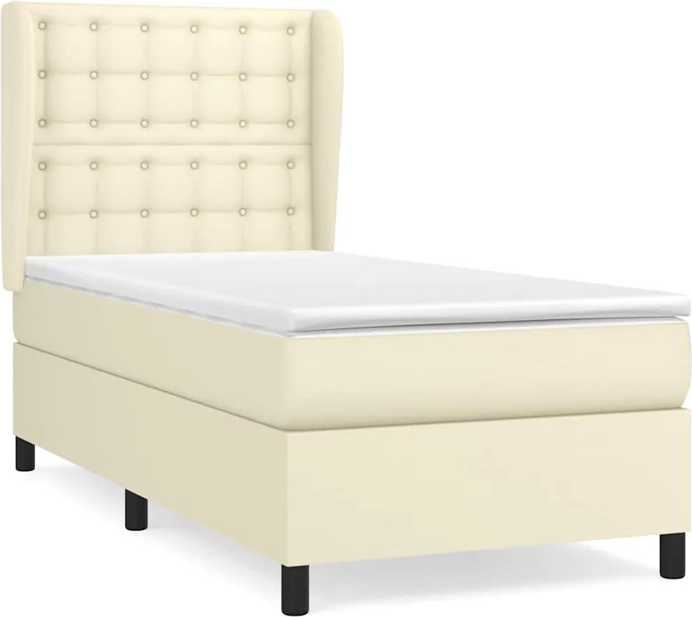 Box spring postel s matrací krémová 80 x 200 cm umělá kůže 3128999