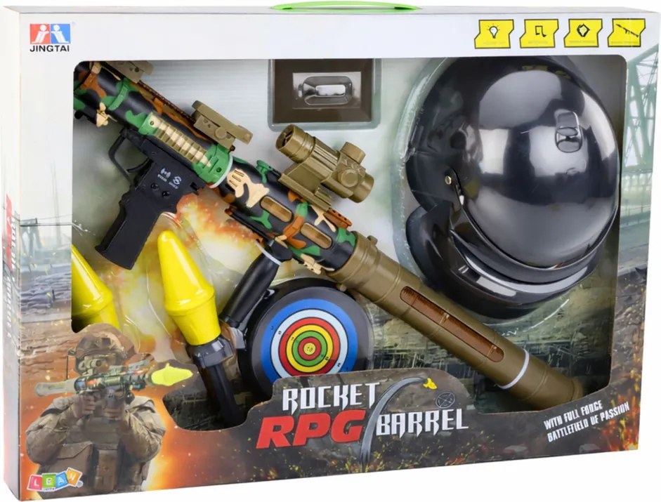 RKToys Dětská bazuka RPG s helmou a terčem