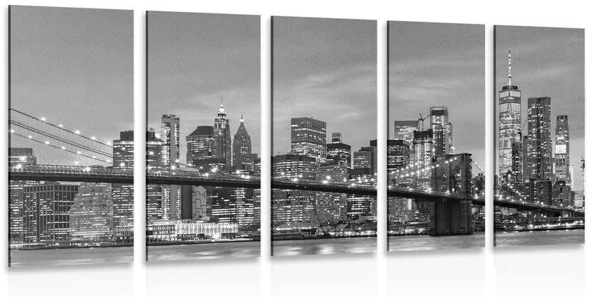 5-dílný obraz okouzlující most v Brooklynu v černobílém provedení Varianta: 100x50