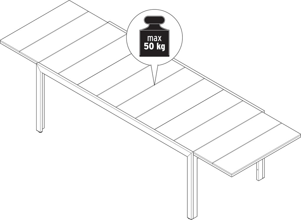 Tchibo - Rozkládací zahradní stůl se stolní deskou Duraboard, cca 200–300 cm