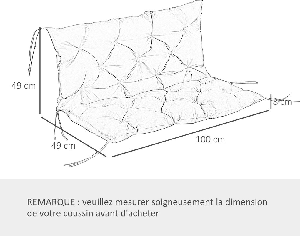 Outsunny Zahradní Houpací Lavice S Polštářem Matrace 2-Místná Vysoký Komfort 100x98x8cm Tmavě Modrá | Aosom