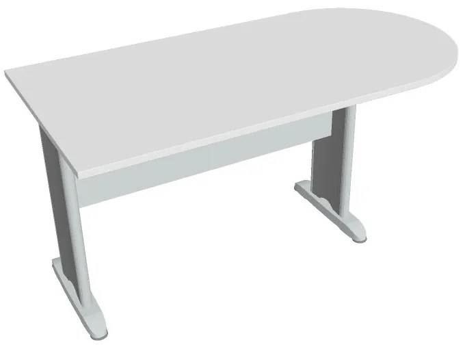 Stůl jednací oblouk 160 cm - Hobis Cross CP 1600 1 Dekor stolové desky: bílá, Dekor lamino podnože: šedá, Barva nohou: Stříbrná