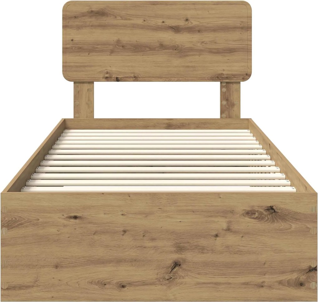 Rám postele s čelo Artisanový dub 90 x 190 cm Kompozitní dřevo 3412435
