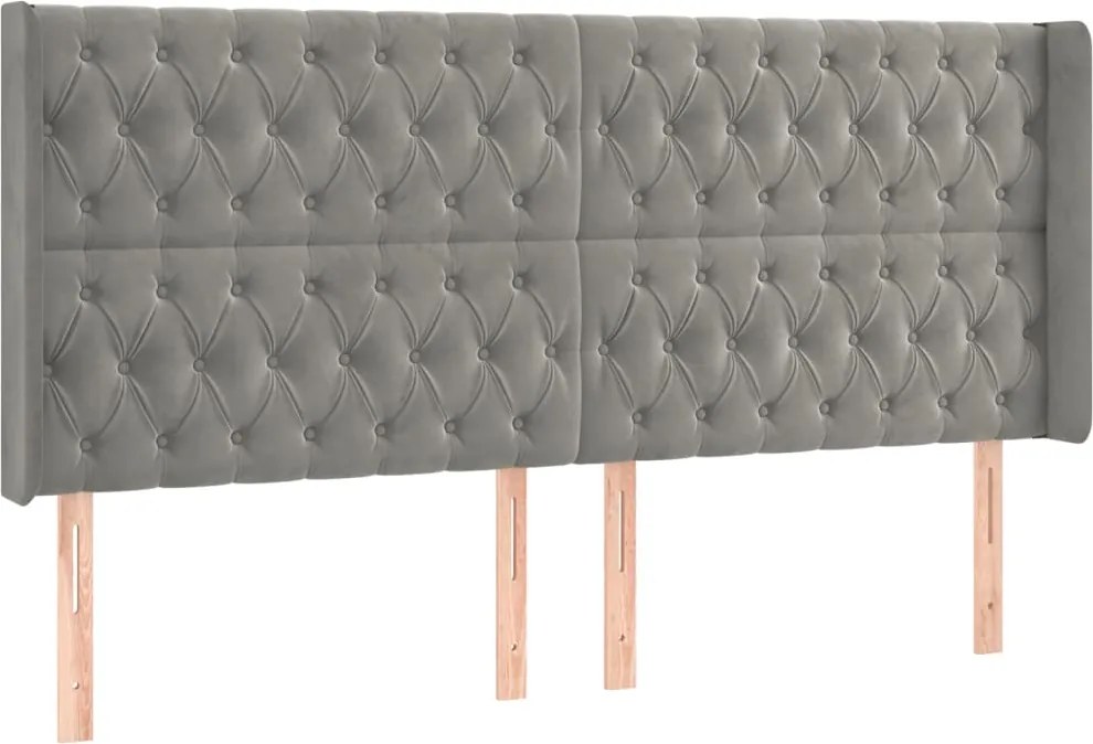 Box spring postel s matrací a LED světle šedá 180x200 cm samet 3139757
