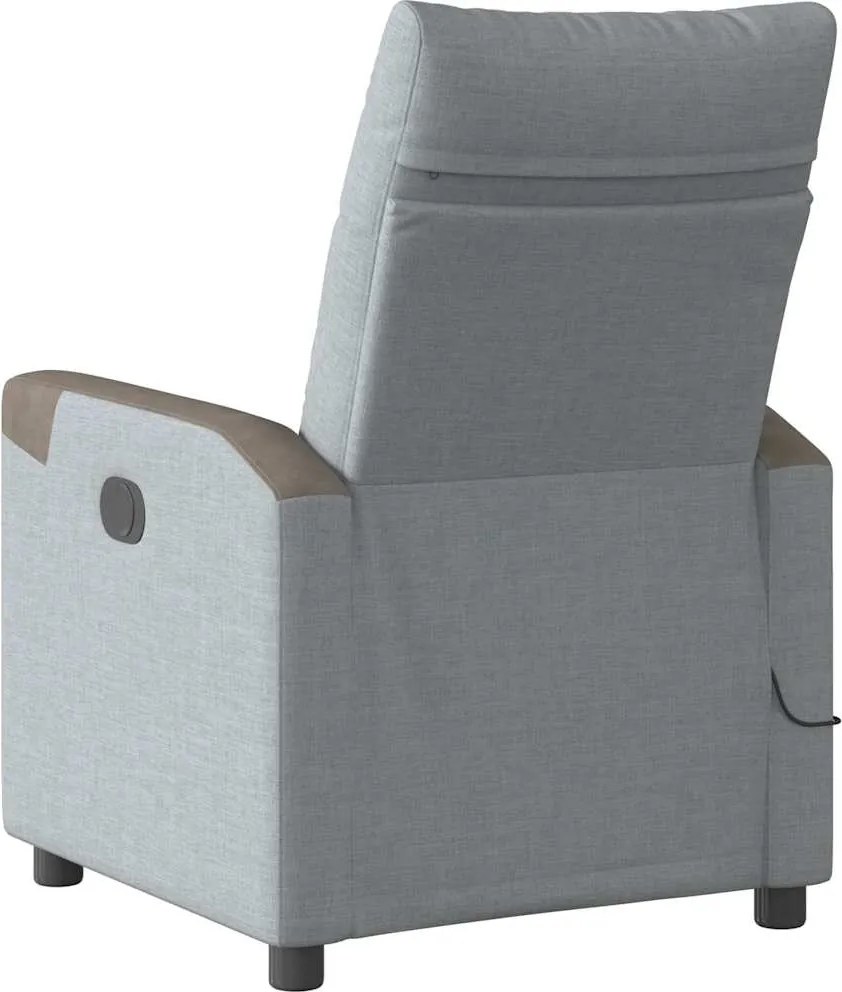 Elektrické masážní polohovací křeslo světle šedé textil 3324085