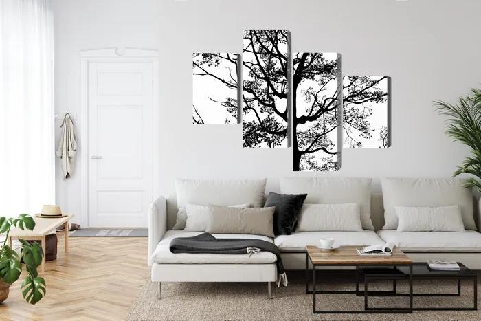 Vícedílný obraz Černý Strom Na Bílém Pozadí Nedostatek Nedostatek Přírodní plátno 240x150