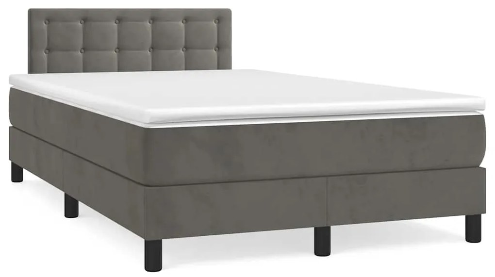 Box spring postel s matrací a LED tmavě šedá 120 x 190 cm samet 3270178