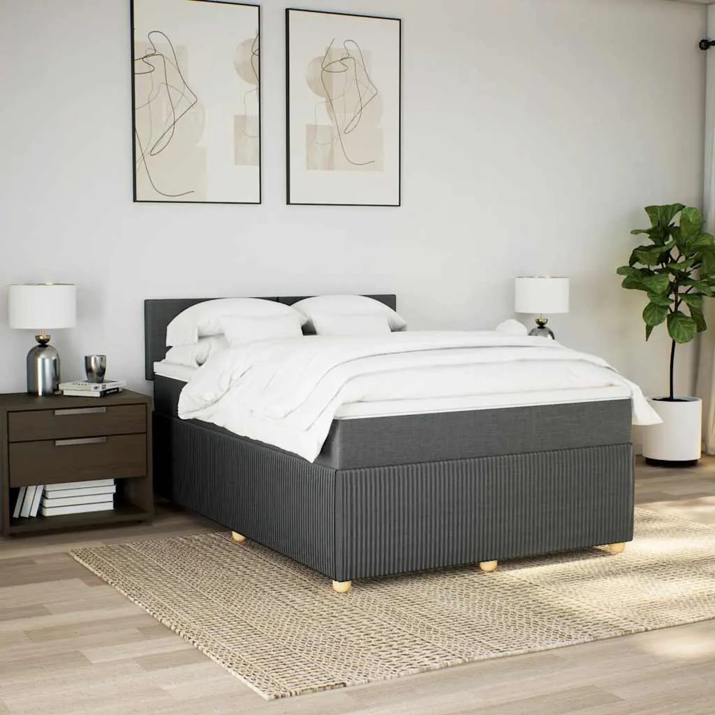 Box spring postel s matrací tmavě šedý 140 x 190 cm textil 3287445