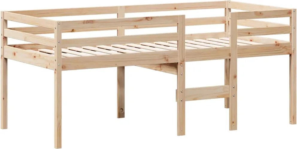 Patrová postel se střechou 90 x 200 cm masivní borové dřevo 3282132