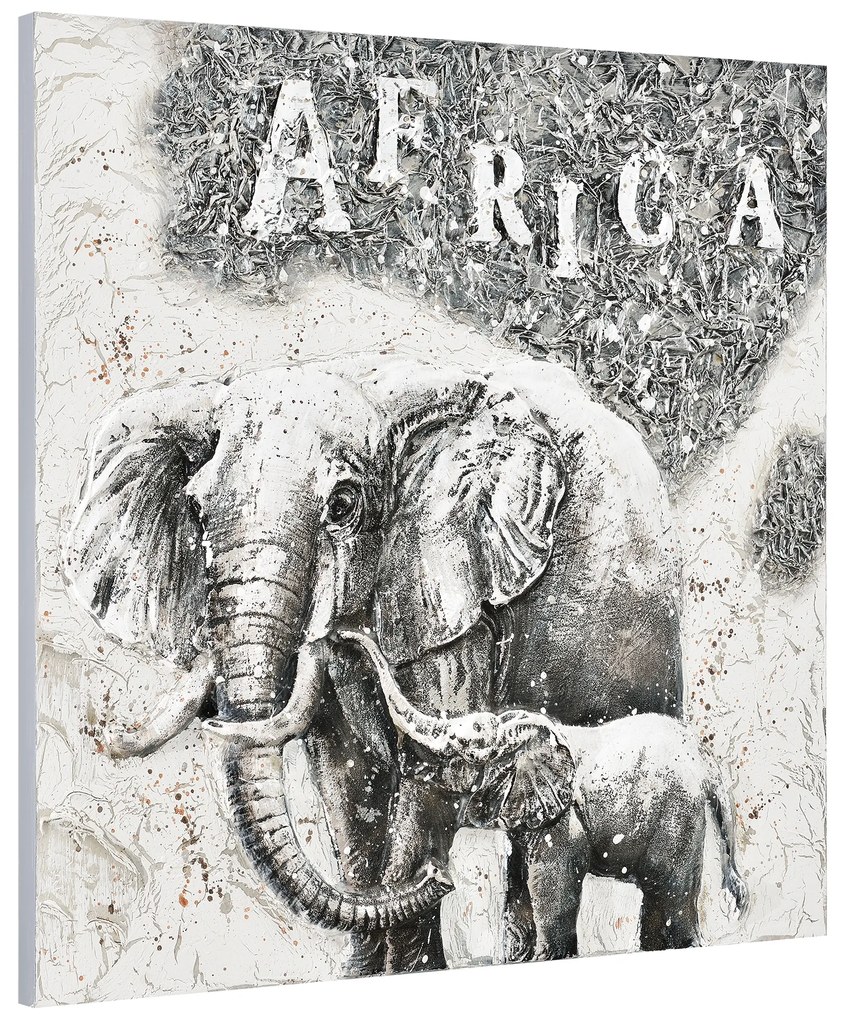 [art.work] Ručně malovaný obraz - slon 4 - plátno napnuté na rámu - 100x100x3,8 cm