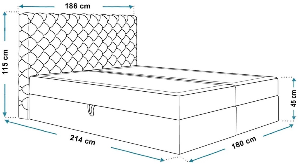 Velká prošívaná postel Honey 180x200 cm Barva: Vlastní výběr - Cena na dotaz