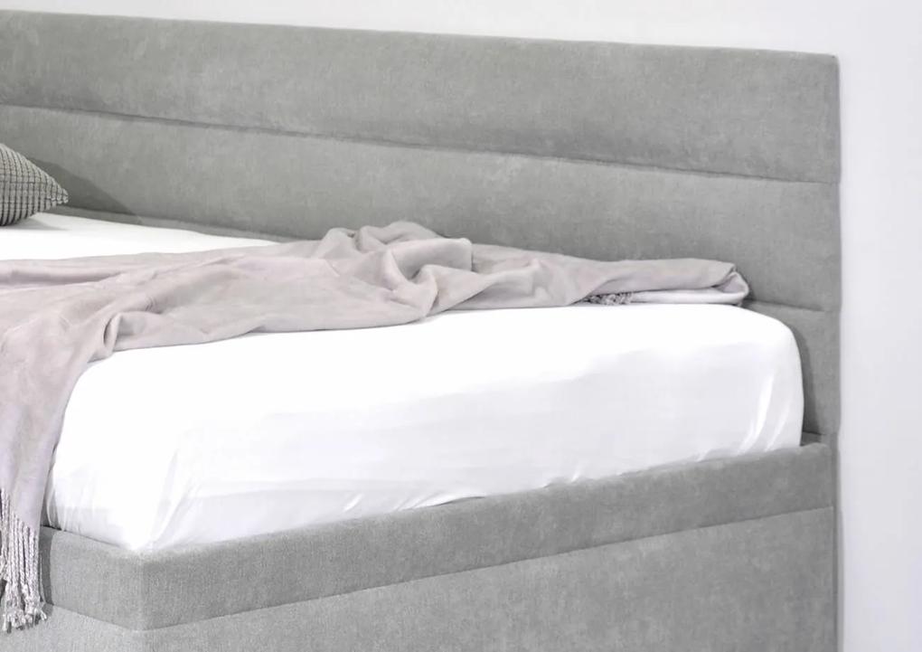 Čalouněná postel Niobe s bočním čelem a úložným prostorem, 140x210 cm