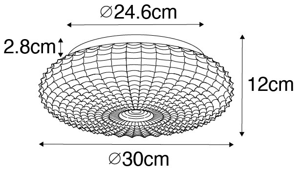 Klasické stropní svítidlo černé s opálovým sklem 30 cm IP44 - Nohmi
