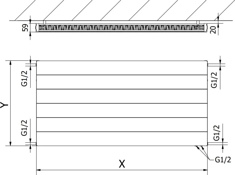 Mexen, Panelový radiátor Mexen Line CVL11 300 x 1300 mm, spodní připojení, 591 W, bílý - W611L-030-130-00