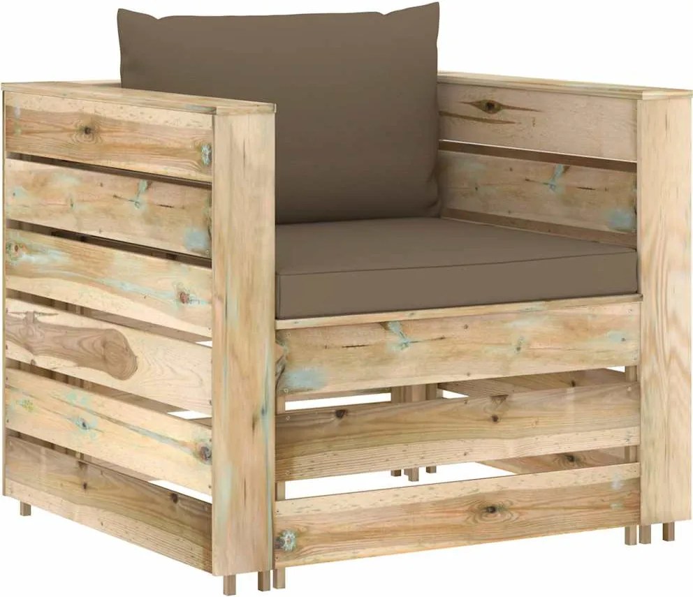 2dílná zahradní souprava s poduškami zeleně impregnované dřevo 3074539