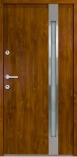 Vchodové dveře s ocelovým opláštěním FM Turen model ATU504 Orientace dveří: Levé, otevírání ven, Dekor: Zlatý dub, Standardní rozměr dveří včetně rámu: 90 cm x 200 cm - vnější rozměr rámu