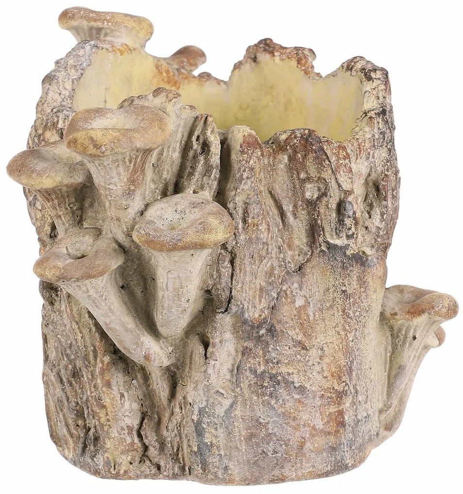 Obal betonový - pařez s houbami, 19 x 17 x 16 cm, 19 cm