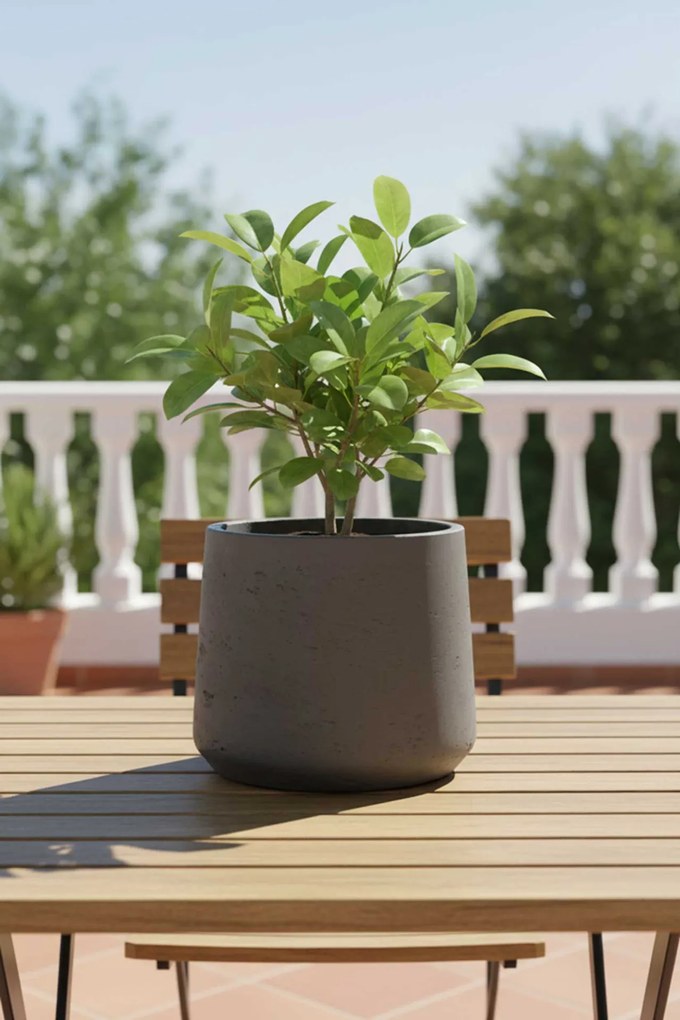 Květináč TROPICO, sklolaminát, výška 20 cm, antracit
