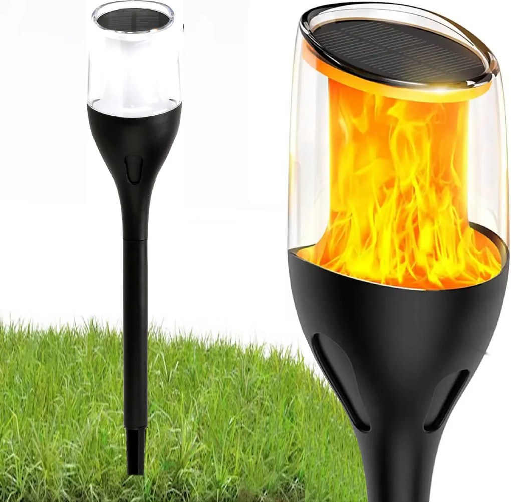 BERGE LED venkovní solární lampa pochodeň - 65cm
