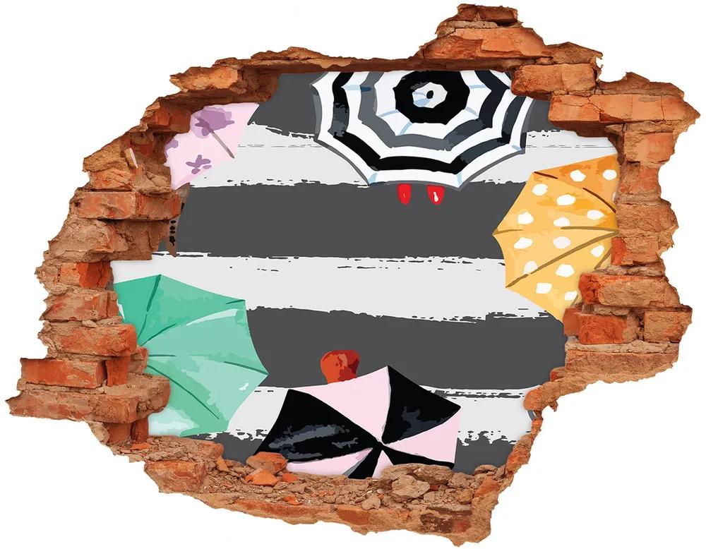 Wallmuralia Fotoobraz díra na stěnu Barevné deštníky 90x70 cm