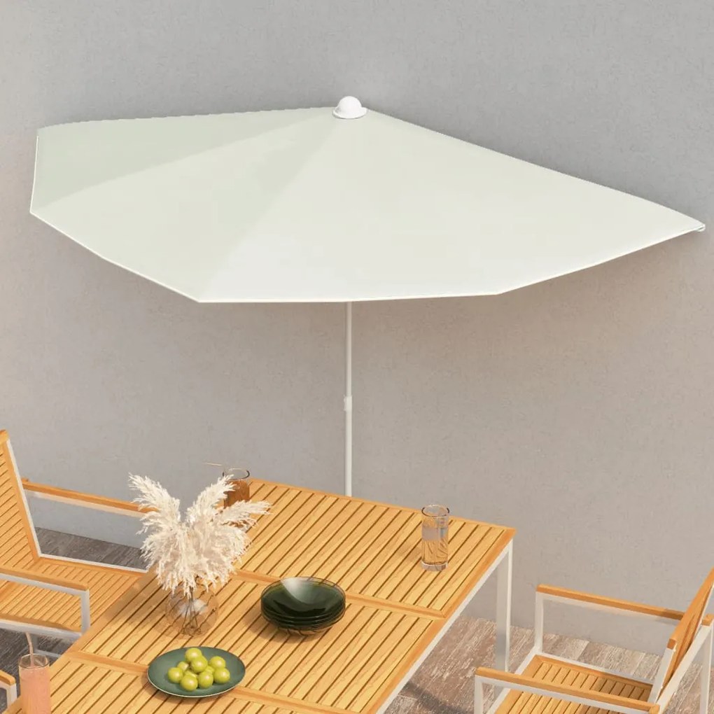 Zahradní půlkruhový slunečník s tyčí 180 x 90 cm pískový 315559