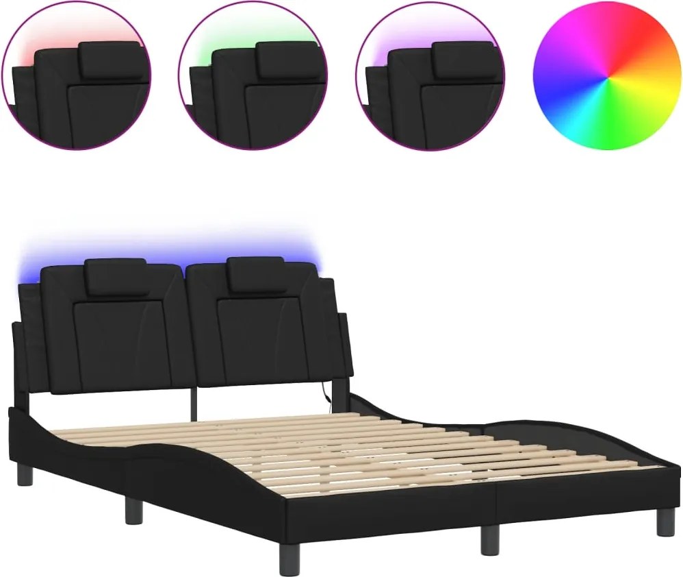 Rám postele Viana s LED bez matrace černý 140 x 200 cm 3214022
