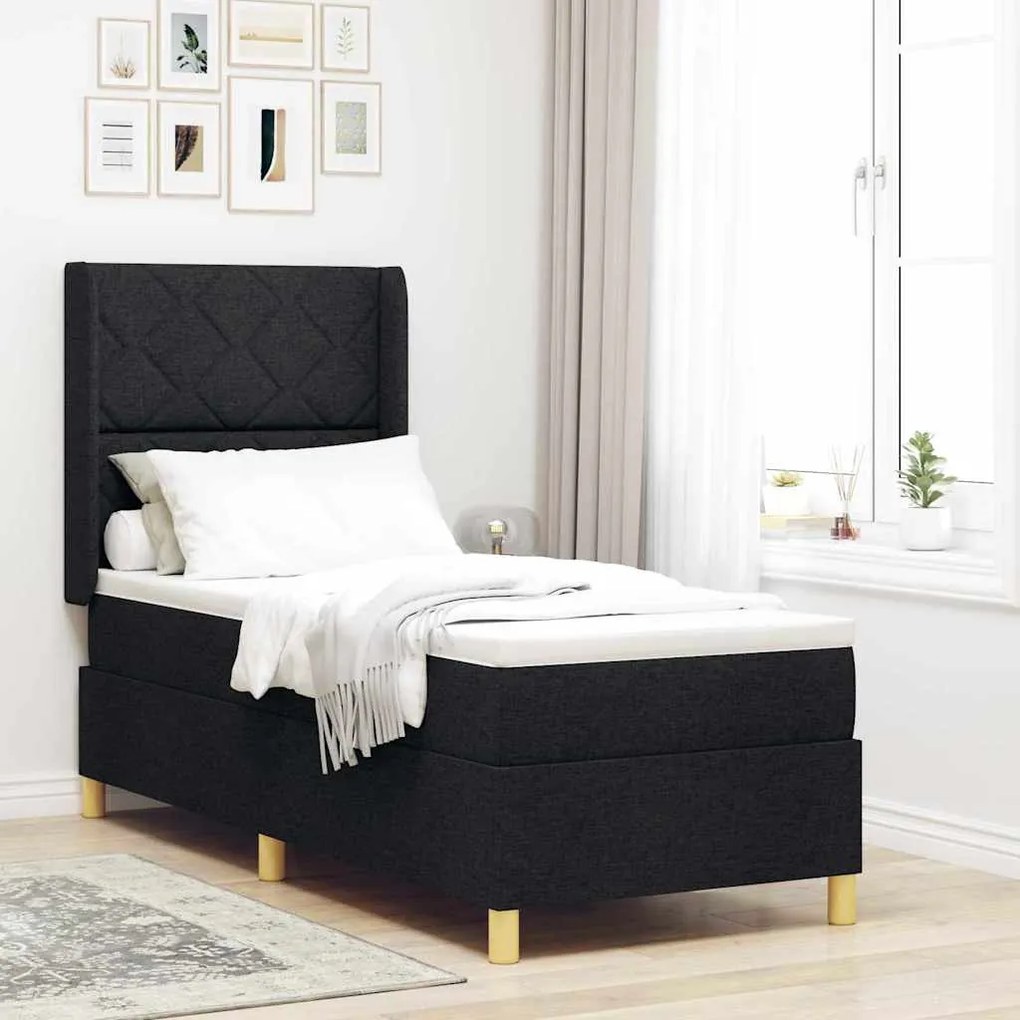 Postel s boxspringem s čelo Černá 80 x 200 cm textil 3341863