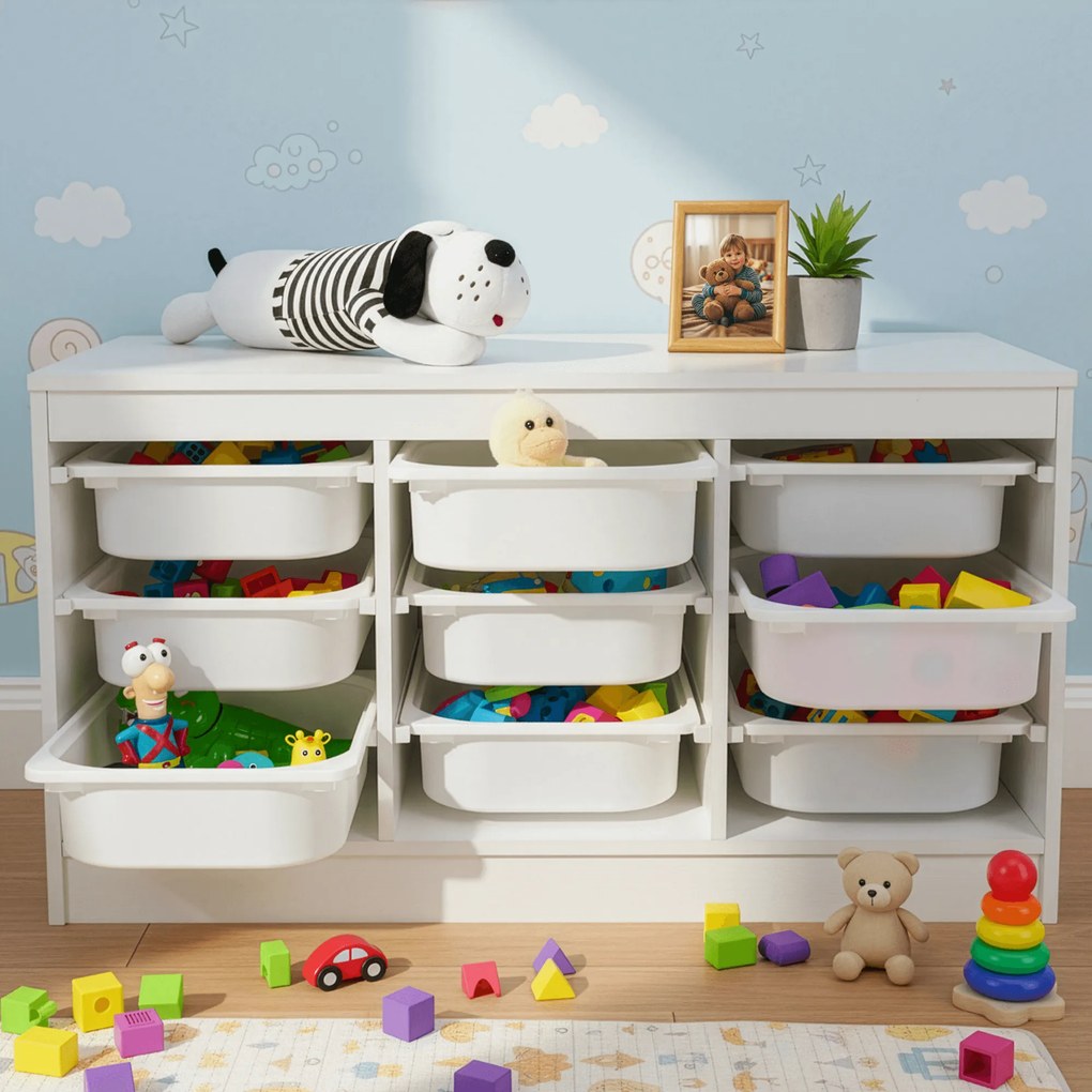 Organizér s úložnými boxy, bílá, TRIMAL