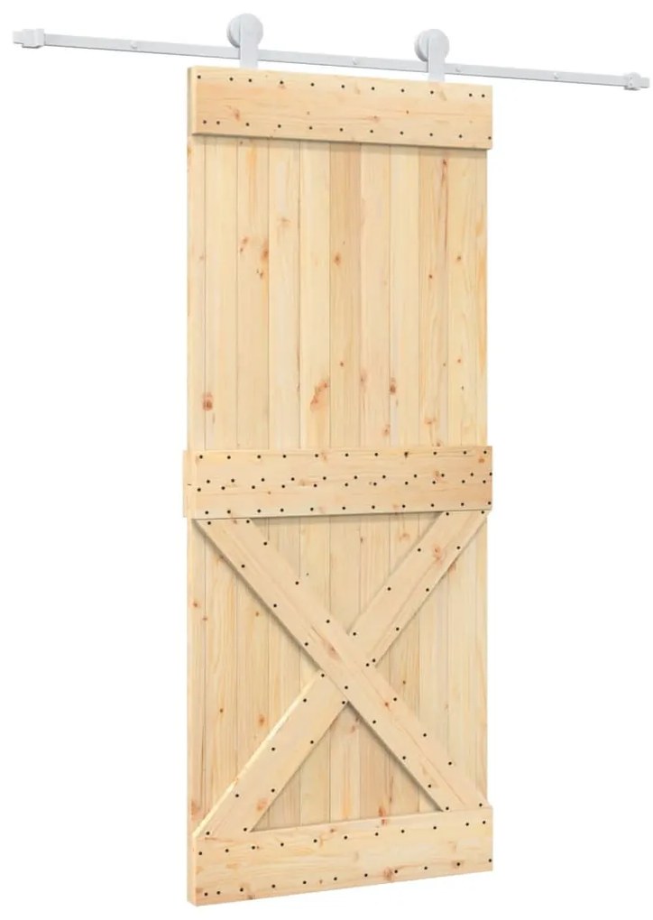 vidaXL Posuvné dveře s kováním 85 x 210 cm masivní borové dřevo