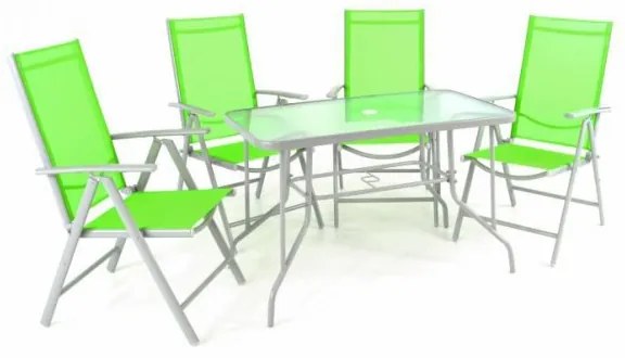 Zahradní skládací set stůl + 4 stohovatelné židle - zelená OEM D40990