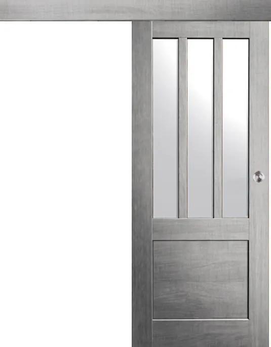 posuvné interiérové dveře na stěnu vasco doors LISBONA model 5 Průchozí rozměr: 70 x 197 cm, Orientace dveří: Levé dveře, Dekor: Dub kartáčovaný