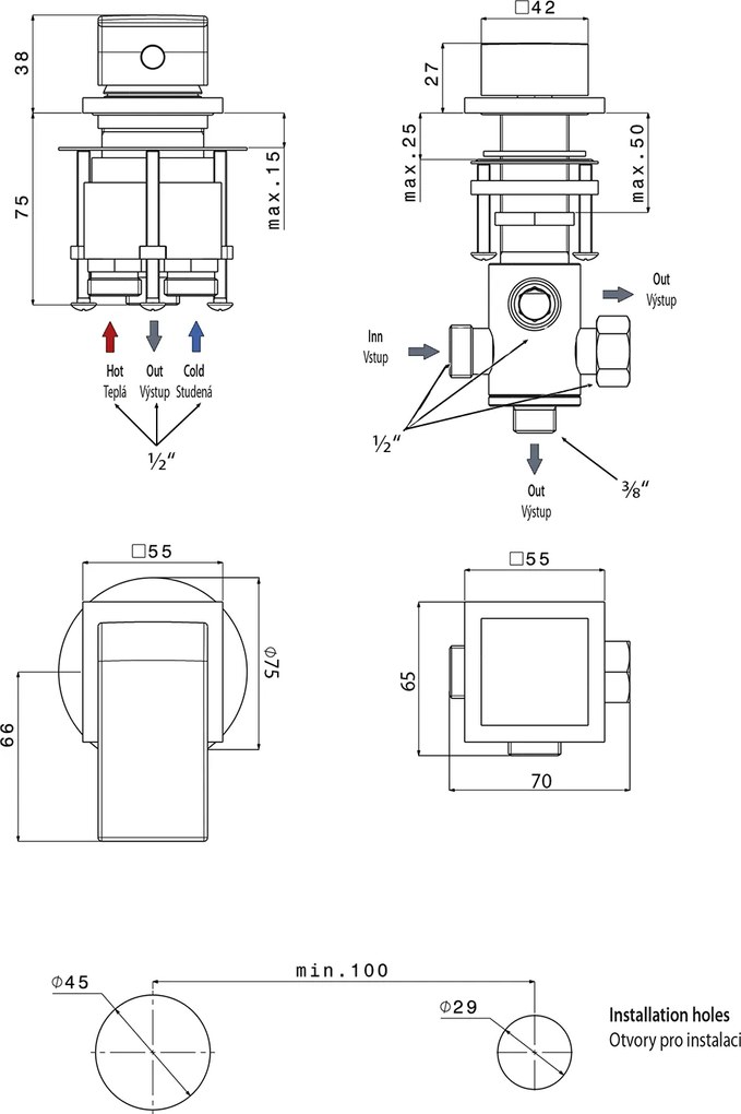 Sapho INFINITI IF100 baterie na okraj vany dvouprvková  chrom