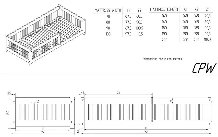 Dětská postel s výsuvným lůžkem s úložným prostorem s roštem v přírodní barvě 140x200 cm CPW – Adeko